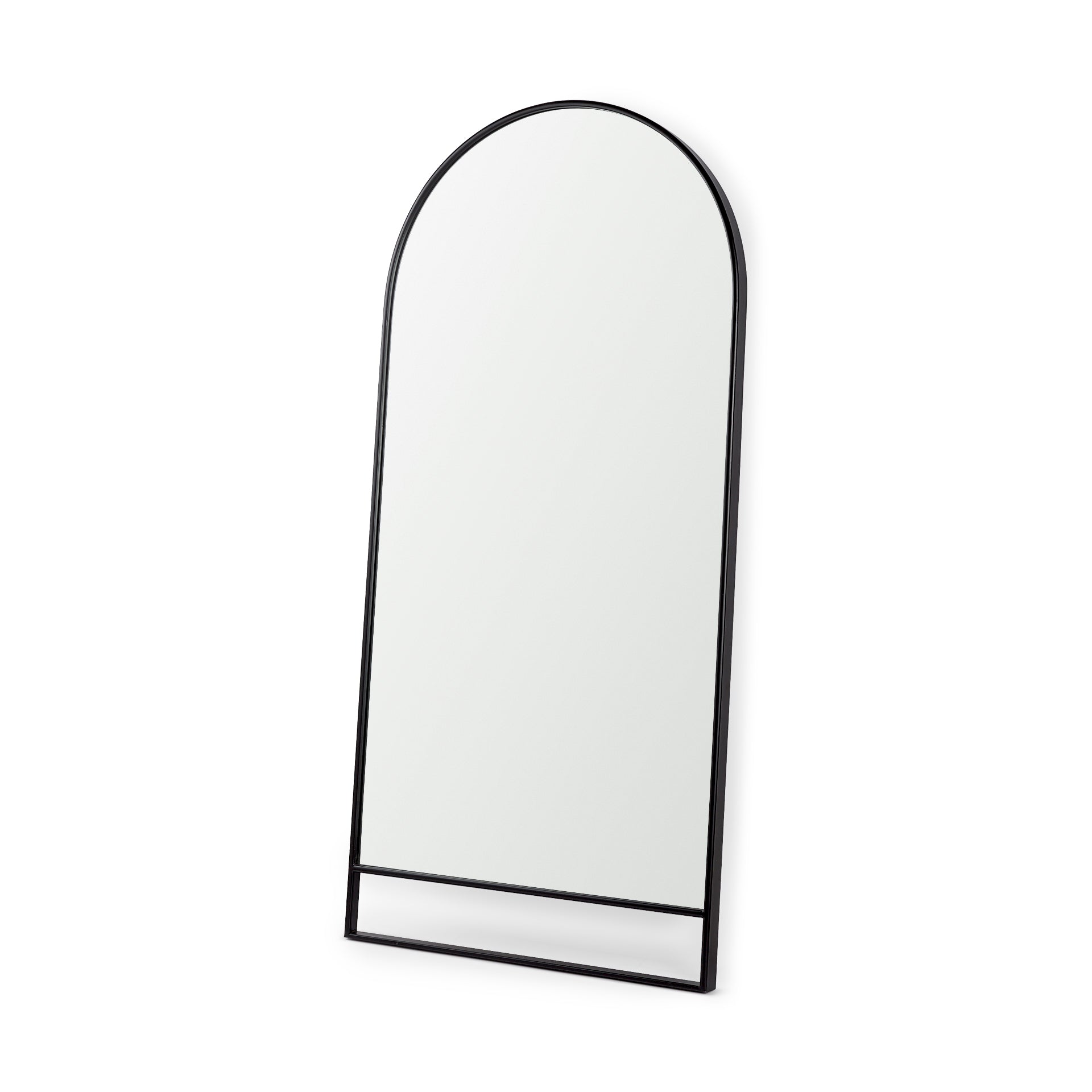 Mercana Sadie 36.0L x 2.0W x 76.0H Black Metal Rounded Arch Floor Mirr ...
